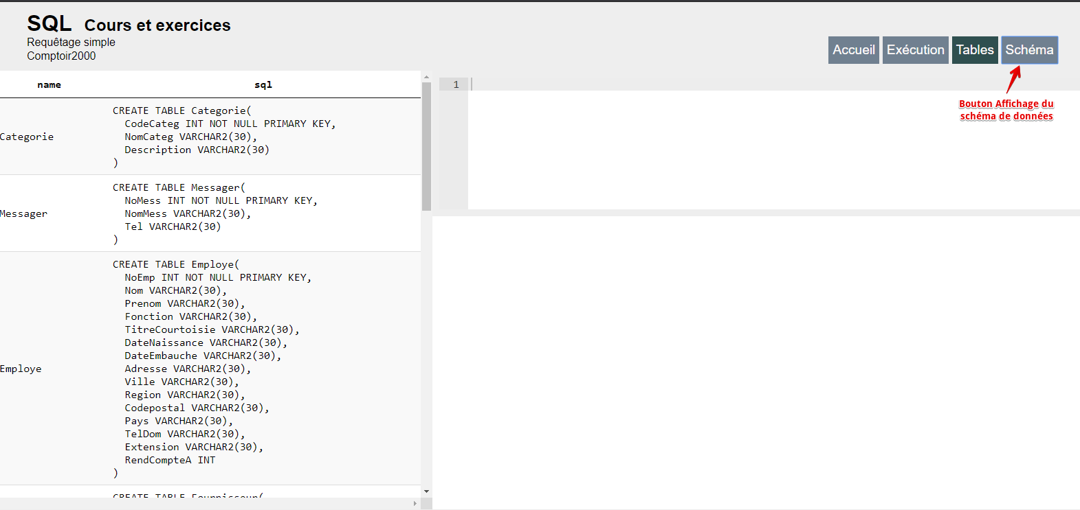 Application de révision SQL – Monespace & co